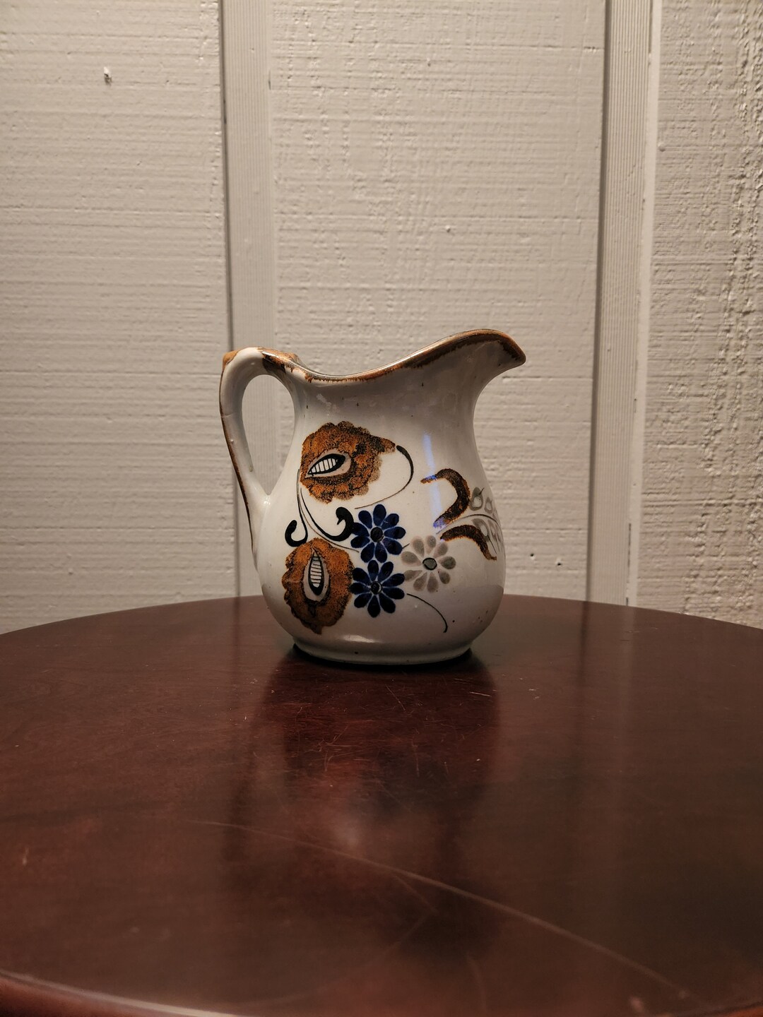 Keramos Mexican Pitcher, Hand Painted Blue, Green, Brown Flowers, Water ...