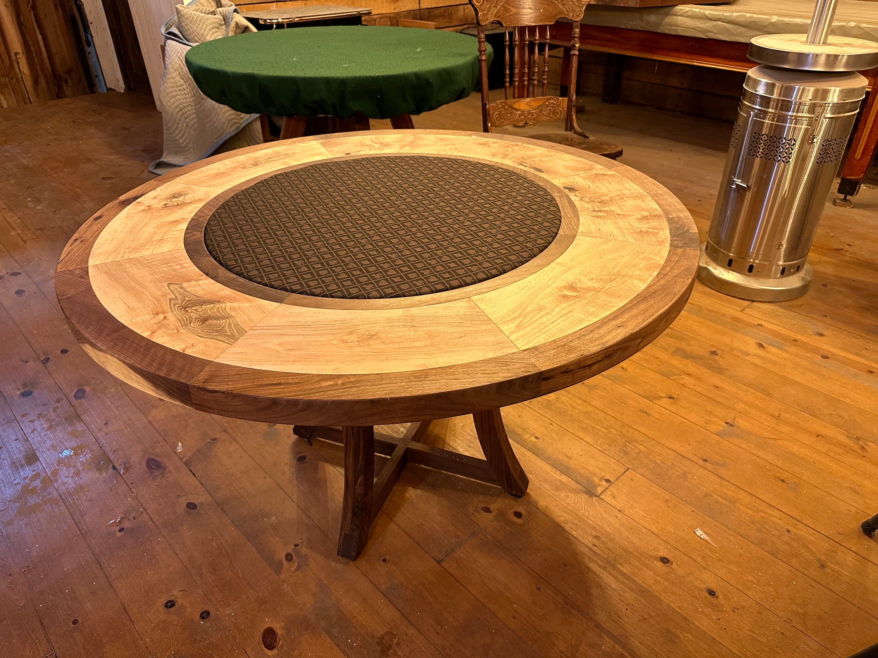 Round Maple and Walnut Poker Table seats 6-8 - Etsy