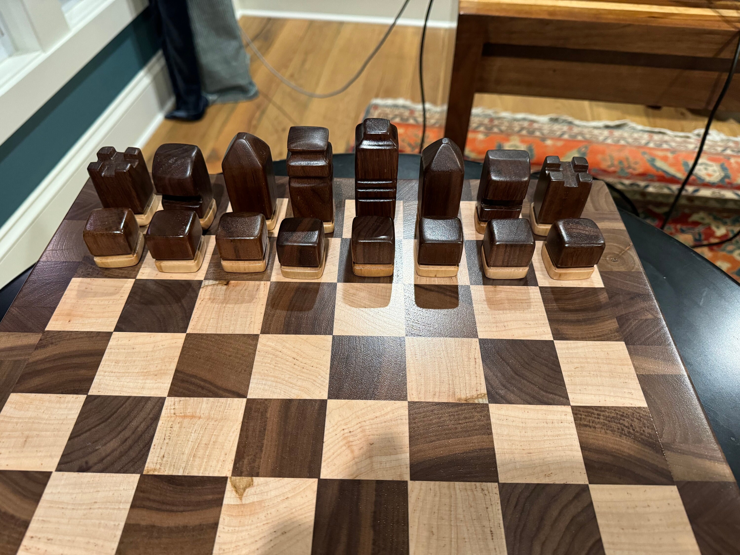 Custom Chess Set in Walnut and Wormy Maple - Etsy