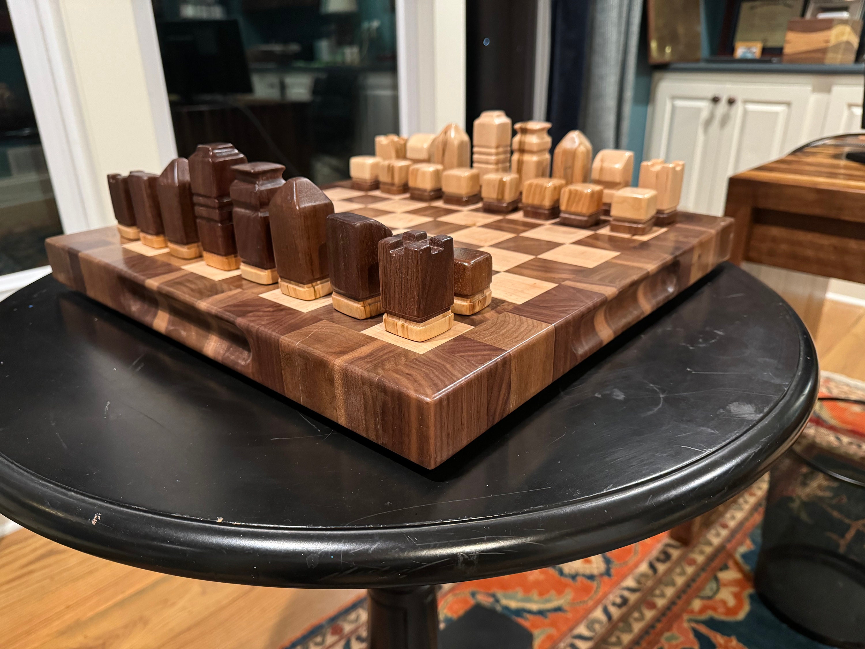 Custom Chess Set in Walnut and Wormy Maple - Etsy