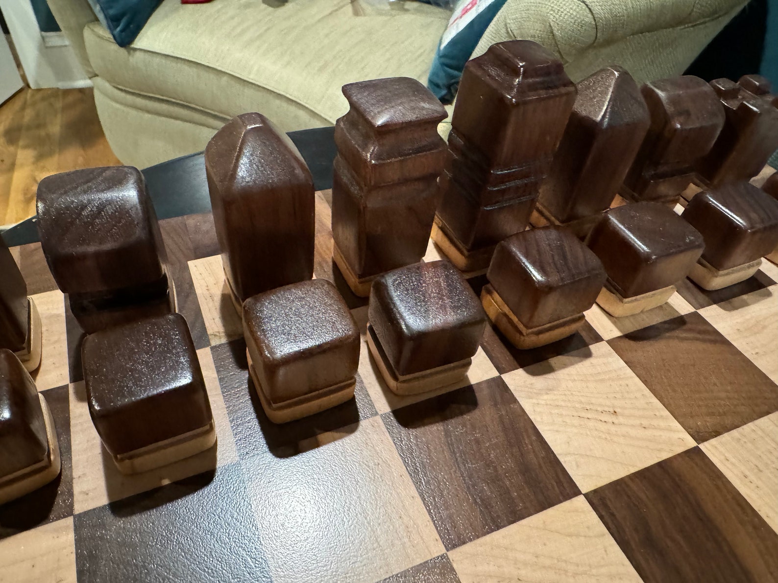 Custom Chess Set in Walnut and Wormy Maple - Etsy
