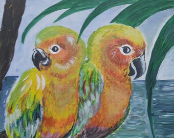Parrot Art Bird Acrylic Painting on Canvas - Etsy