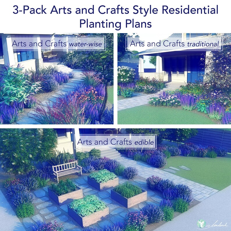 3-pack Arts and Crafts Style Residential Planting Plans - Etsy