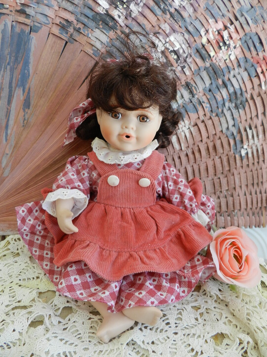 Pretty Little Miss/vintage PORCELAIN DOLL/ Sitting/clothed - Etsy