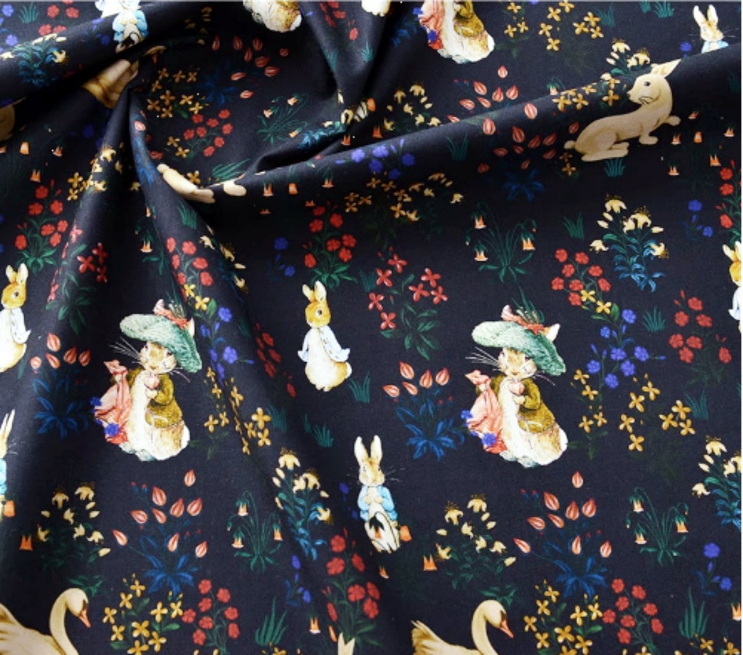 Bunny Rabbit Fabric 63" Wide Printed 100%cotton Fabric Custom Pattern ...