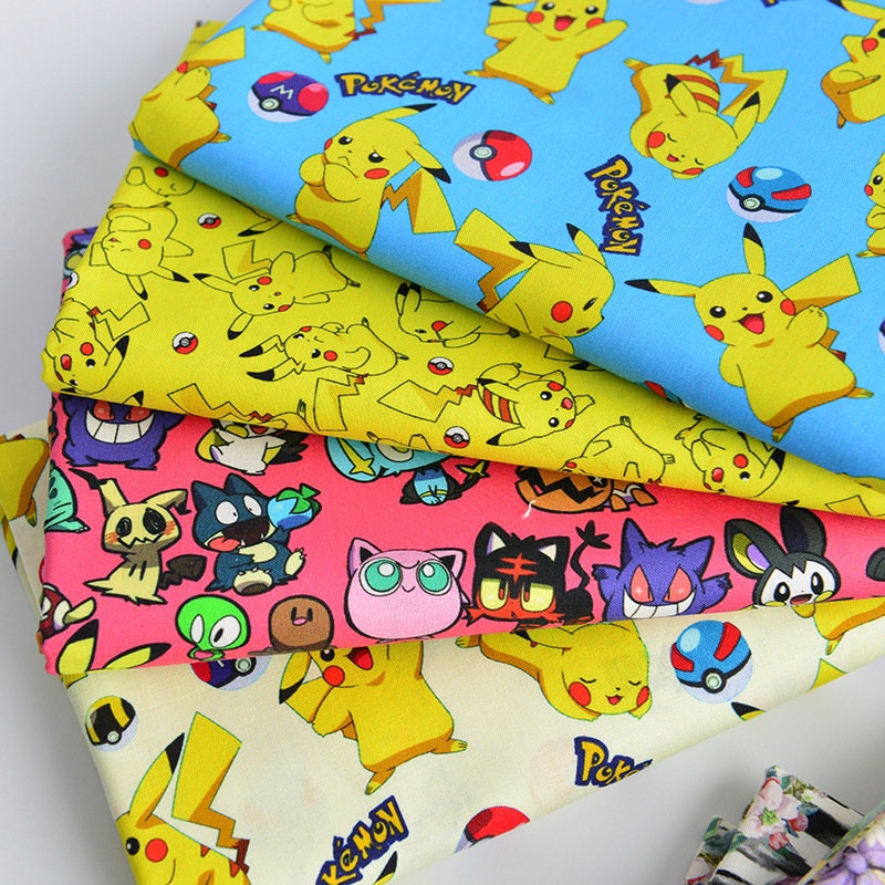 Pokemon Fabric Pikachu Fabric Soft Kids Cotton Fabric Limited - Etsy