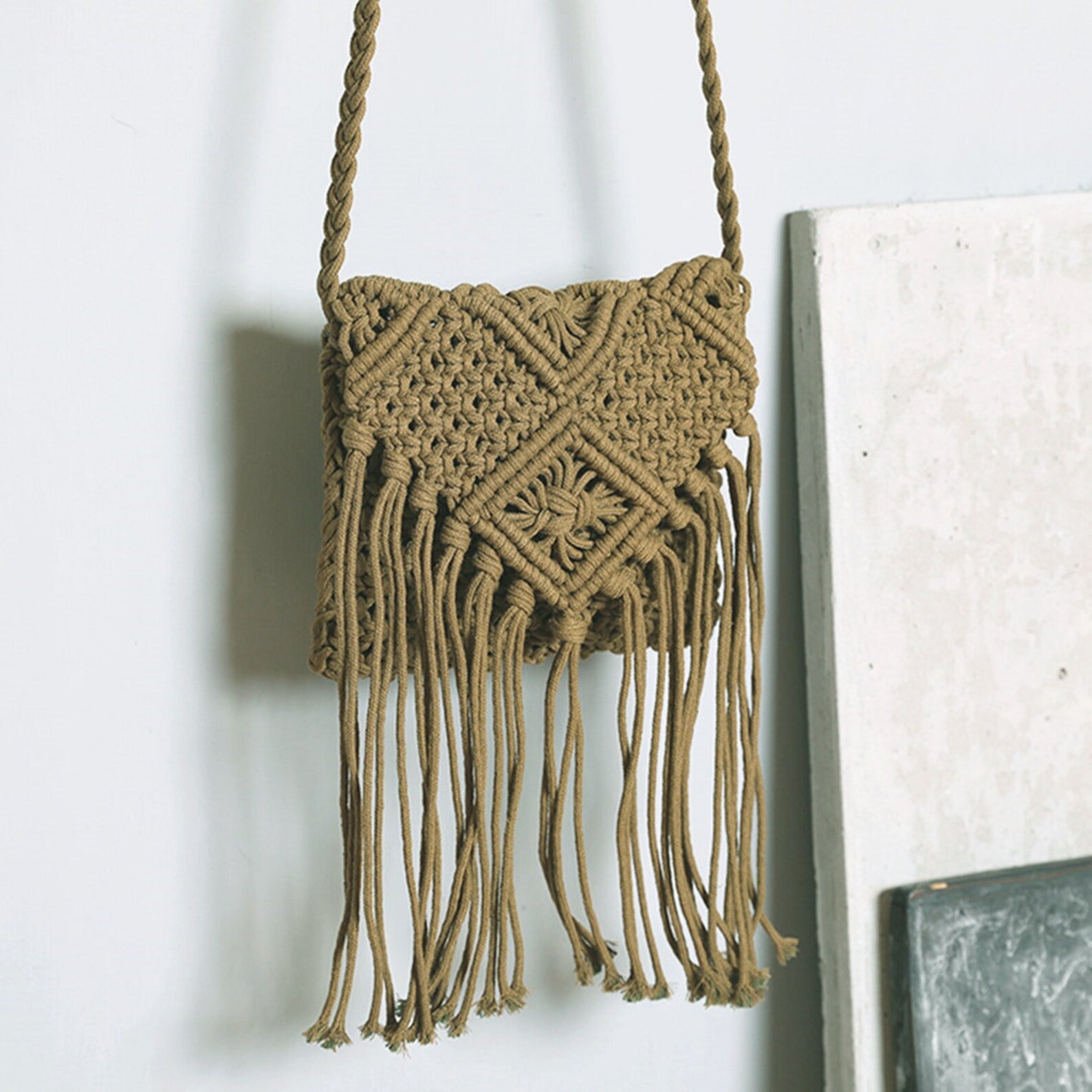 2 Sizes Macrame Cross Body Boho Bag Shoulder Bag Cotton Cord - Etsy