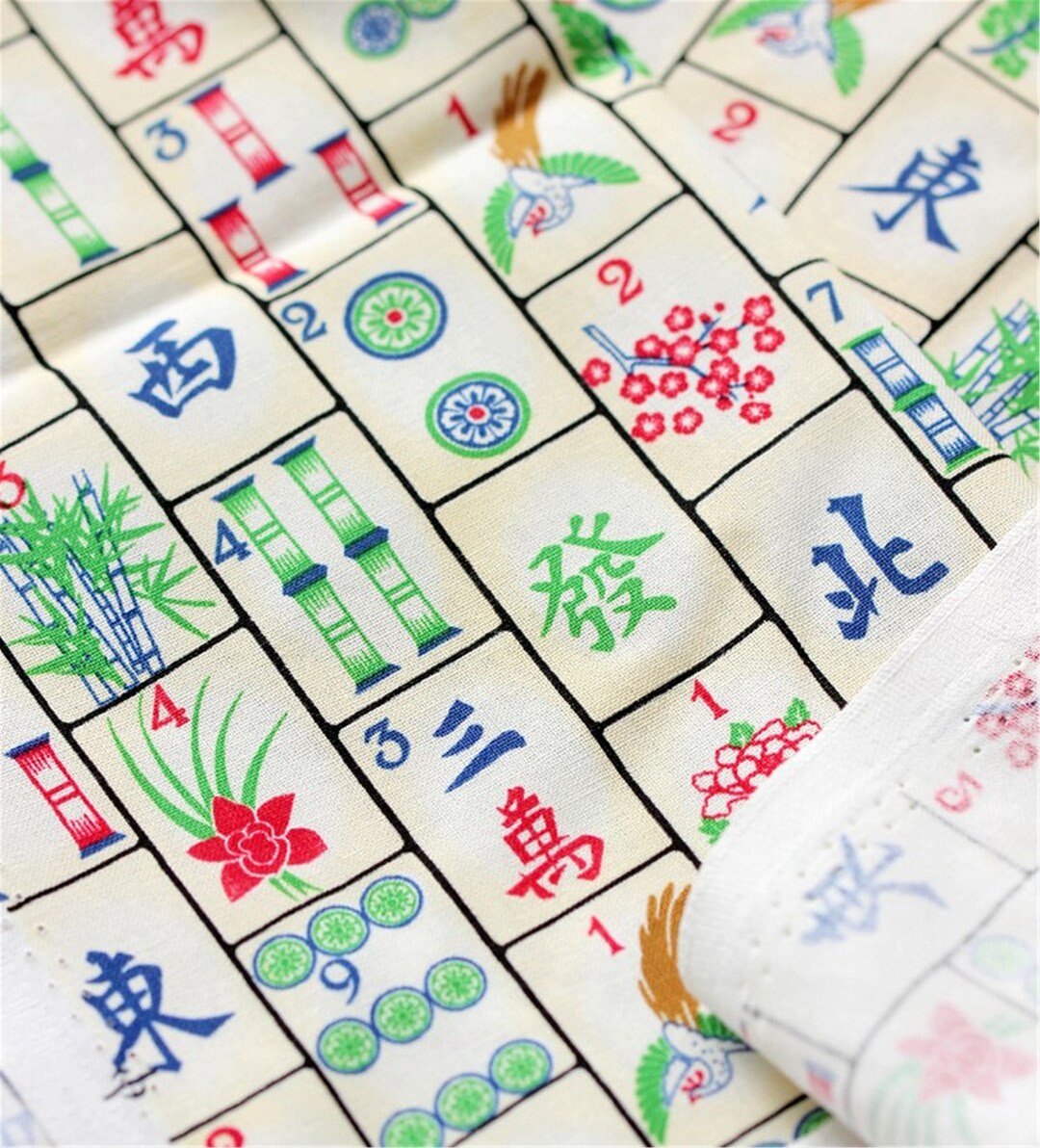Mahjong Print Cotton Fabric: Quilting & Patchwork Sewing Material - Etsy