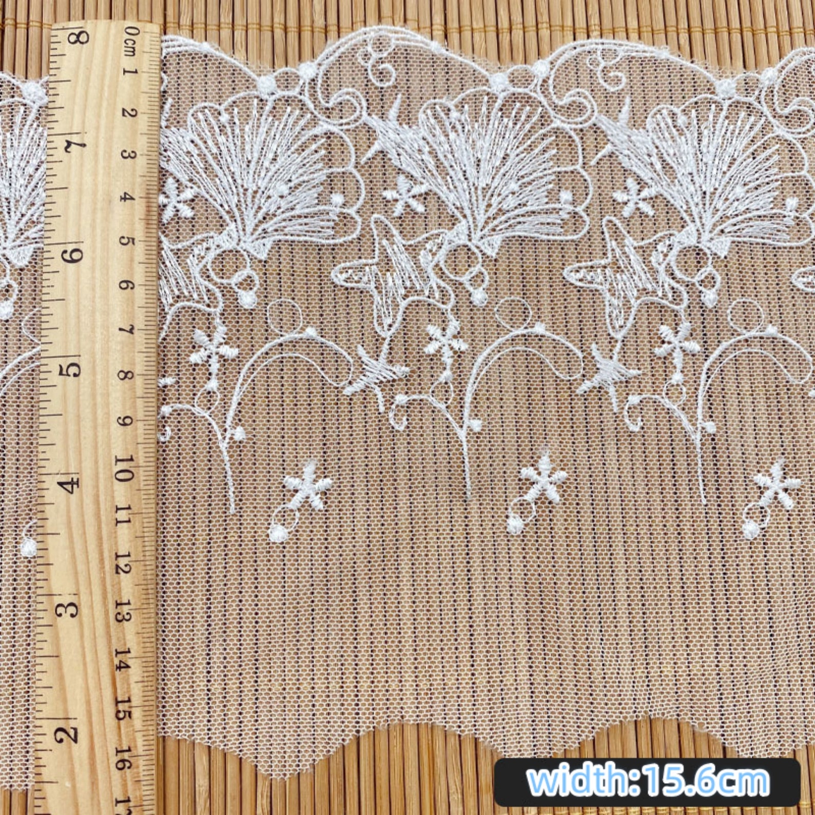 White Floral Embroidered Lace Trim - Delicate Bridal Lace Edging ...