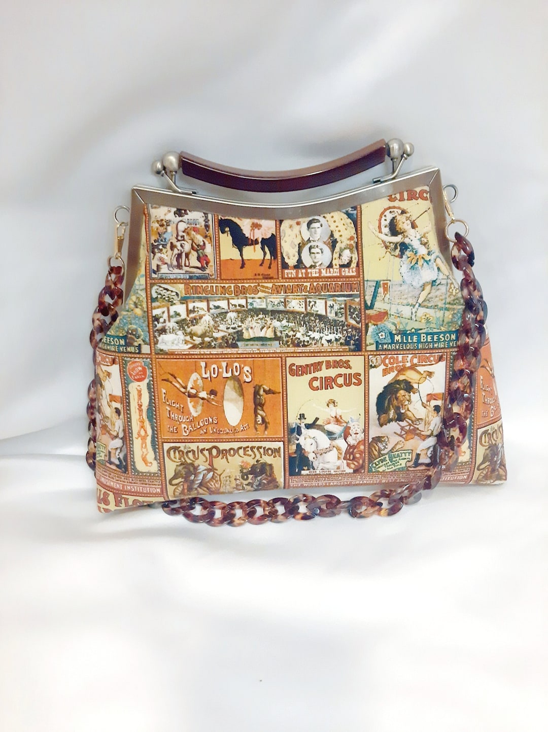 Handmade Circus Clutch Purse: Kiss Lock Top Handle Handbag - Etsy