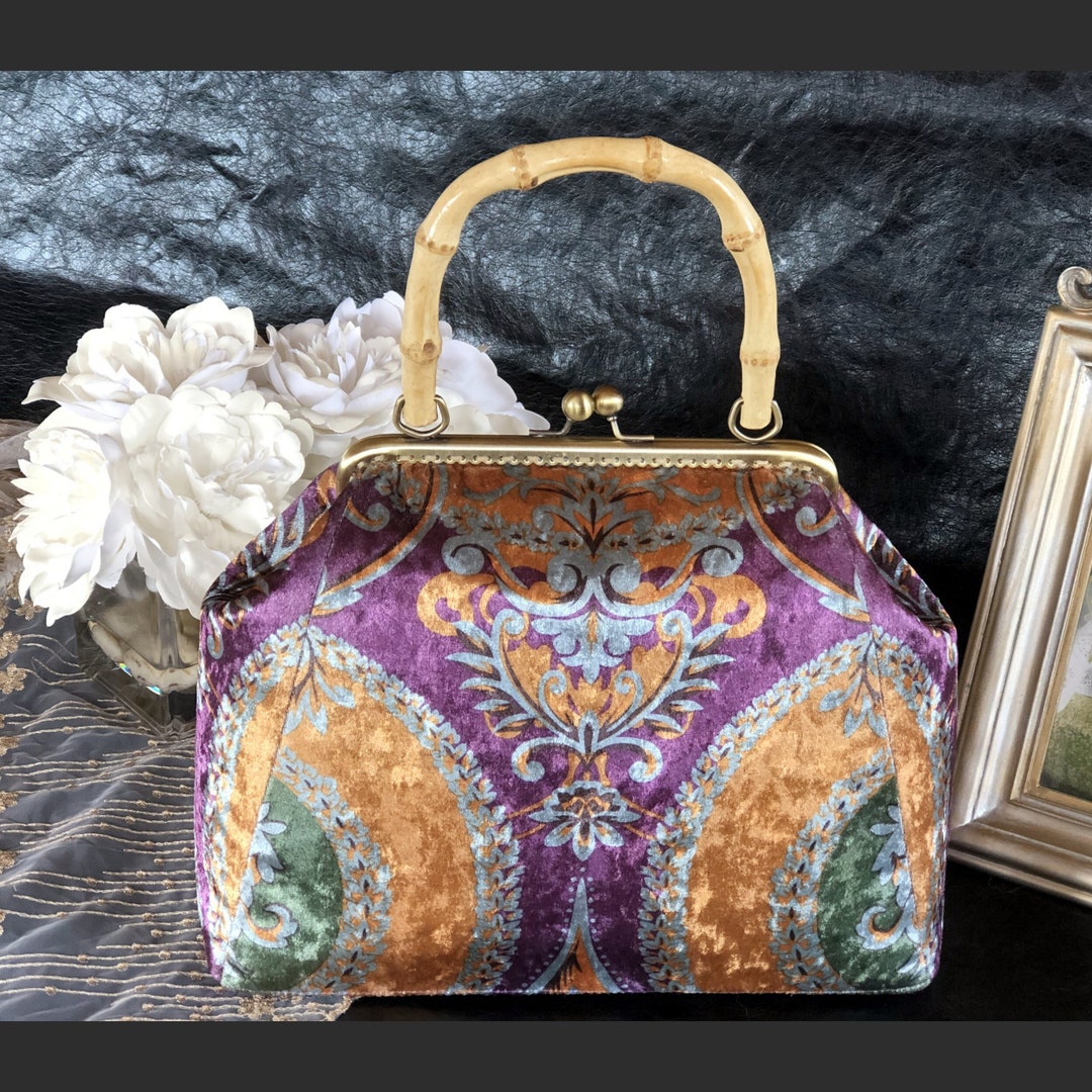 Handmade Bamboo Handle Clutch Baroque Rococo Style Purse Gorgeous ...