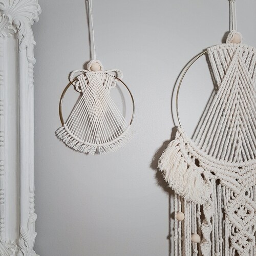 DIY How to Make a Macrame Angel Wall Hanging Macrame Hoop - Etsy