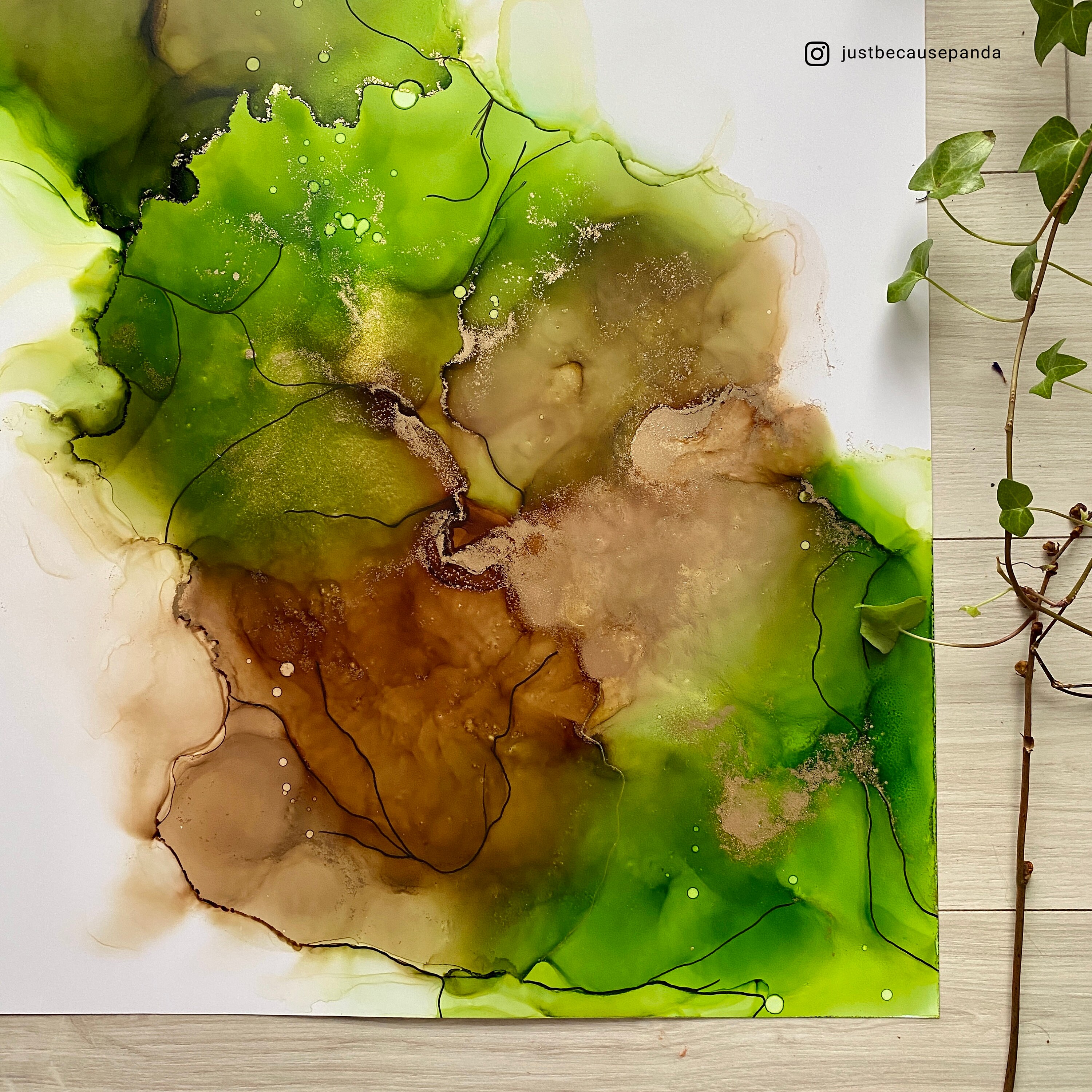 Green Gold Alcohol Ink Artwork Original Ink Painting | Etsy