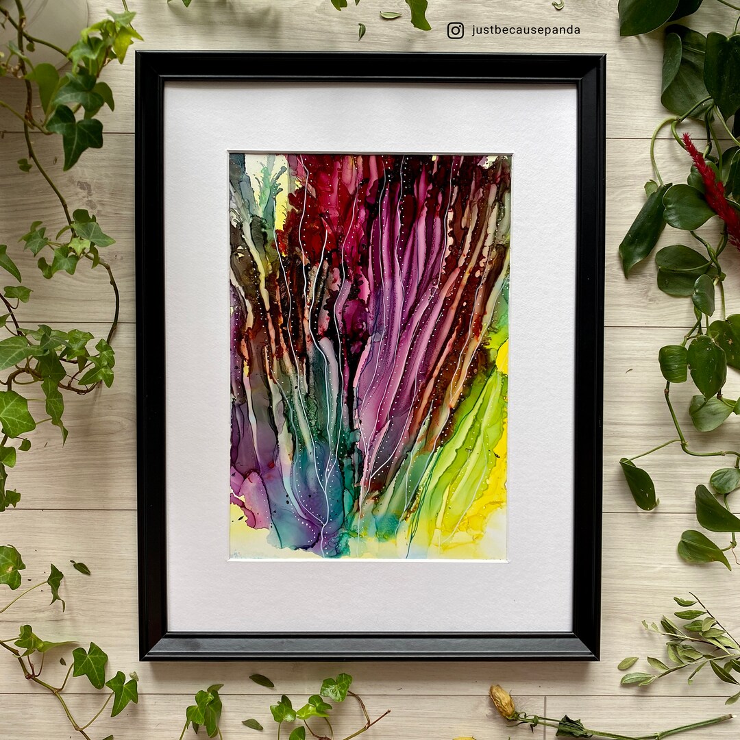 Coloridas obras de arte de tinta de alcohol A4, pintura de tinta ...