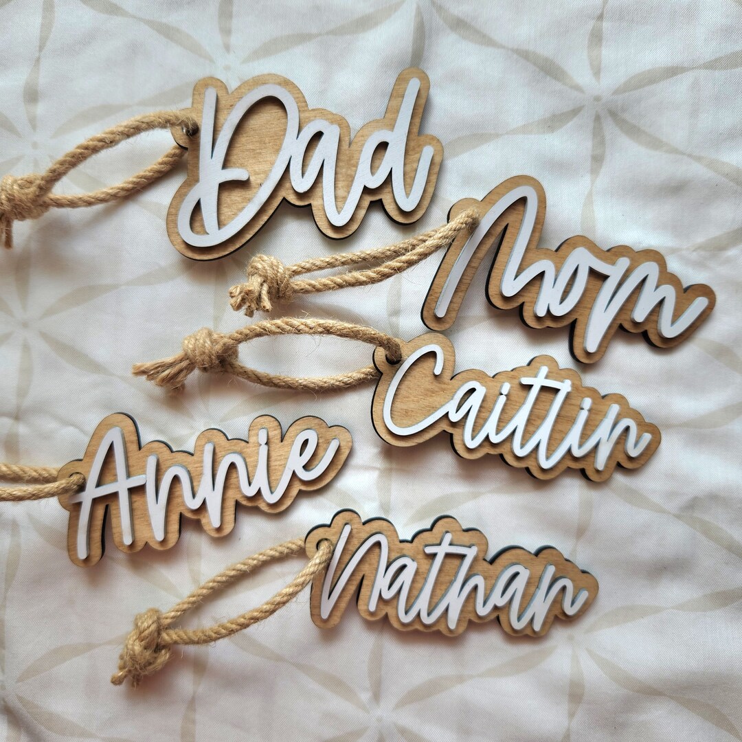 Personalized Stocking Name Tags | 3D Wood Cutout | Personalized Family ...