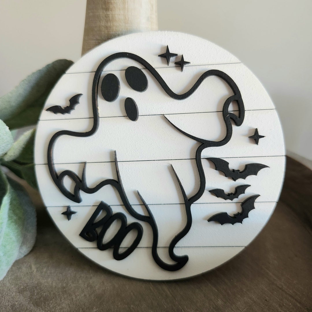 BOO Ghost 3D Wood Sign | Halloween Home Decor | Shiplap Sign | Mini ...