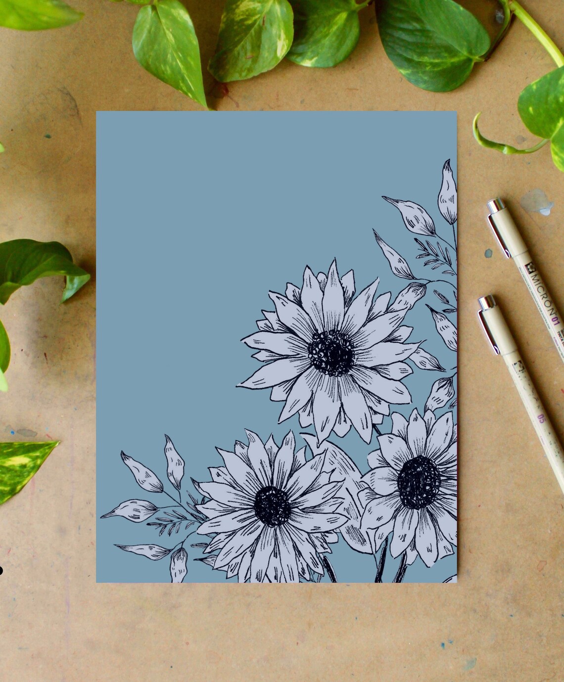 Flower Print Home Decor Downloadable Print Template Art Print Blue ...
