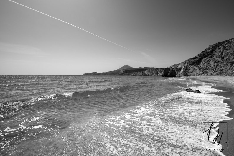 Greek Monochrome Beach Print Milos Art Print, Black and White, Greece ...