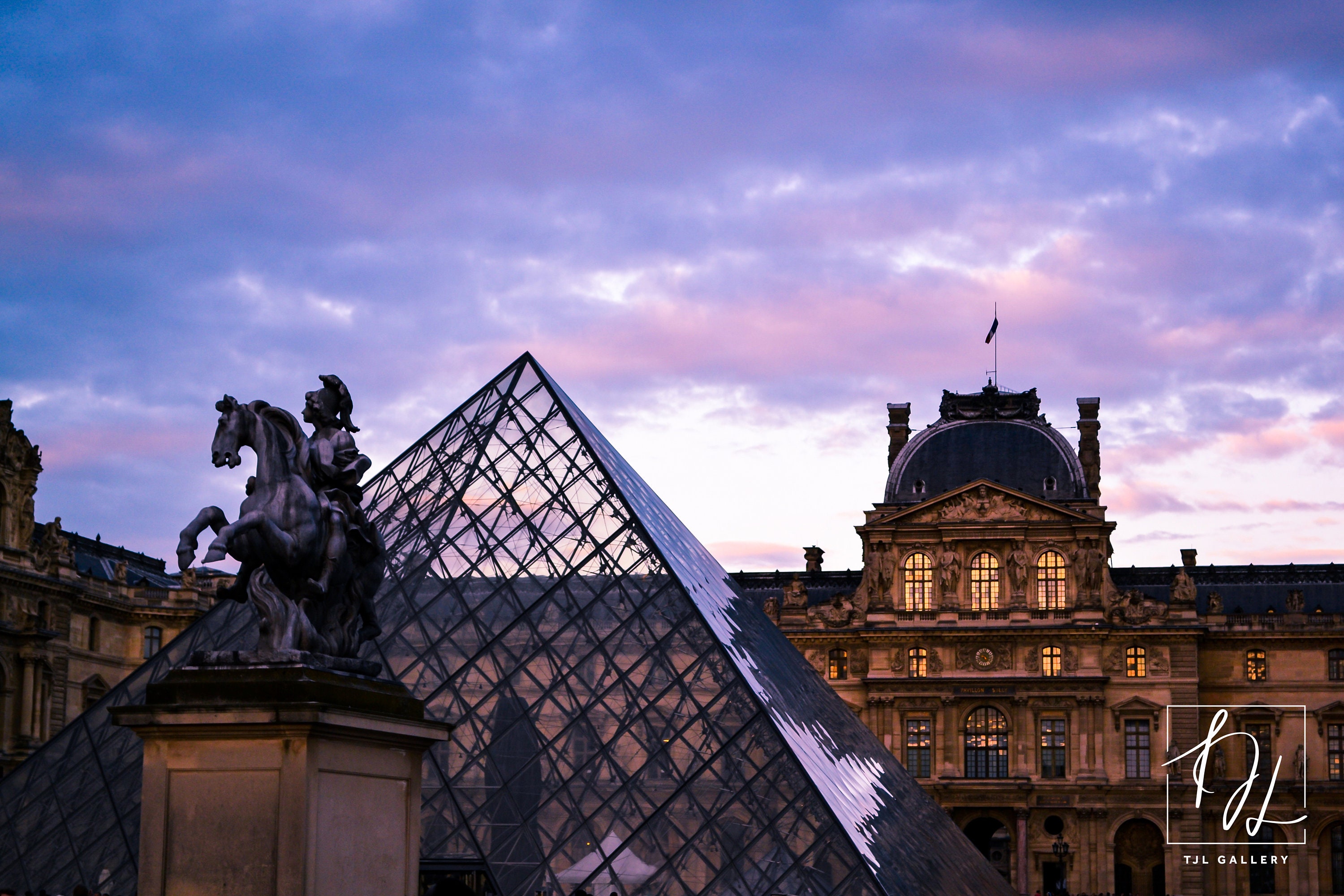 Louvre Museum Photography Print, Office Wall Art, Purple Sunset, Gifts ...