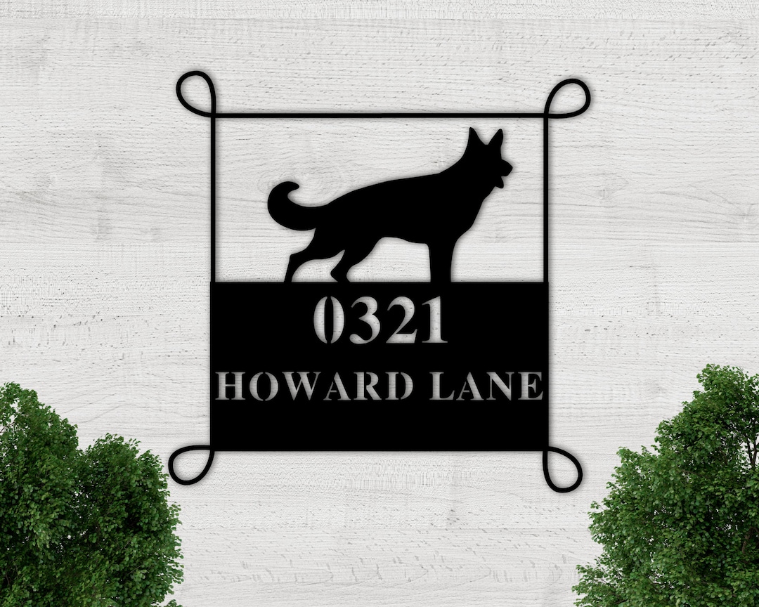 Metal German Shepherd Address Sign, Dog Address Sign, Metal House ...