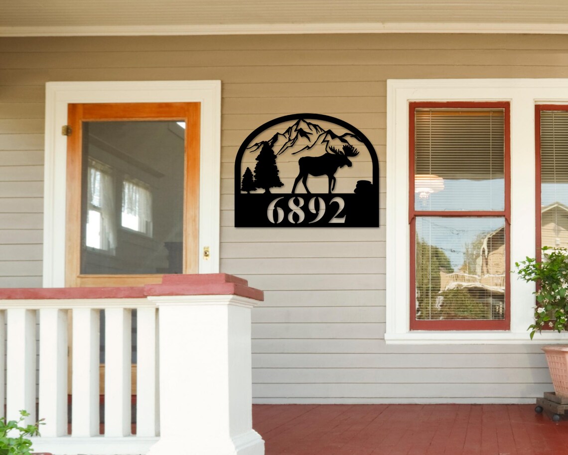 Moose Address Sign, Metal Moose Address Sign, Metal House Numbers ...