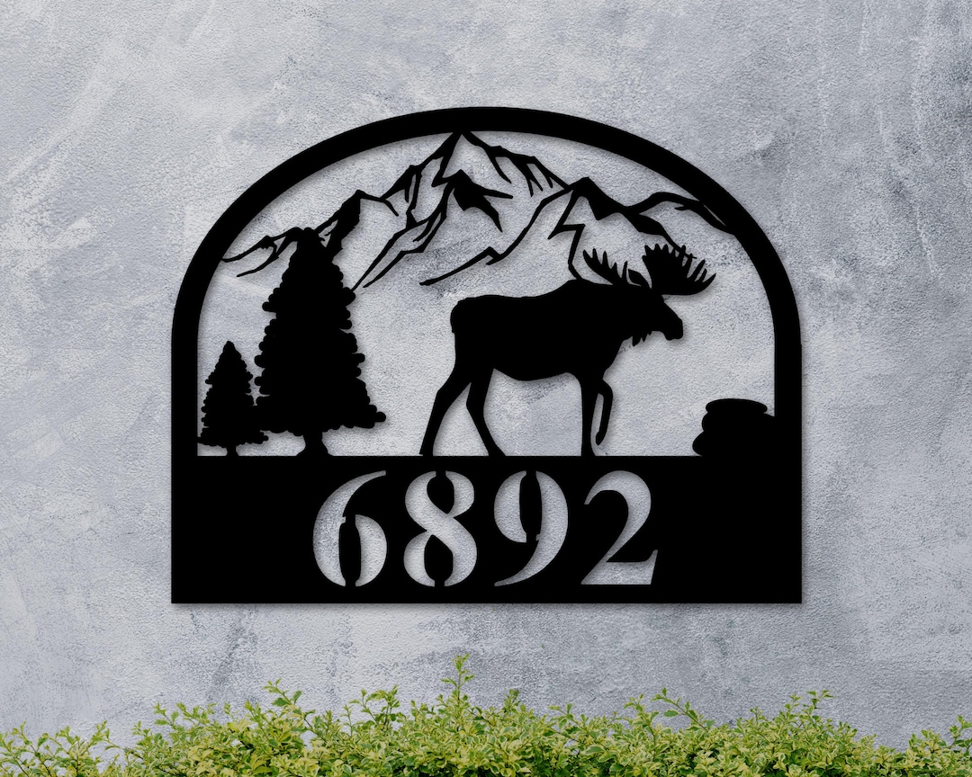 Moose Address Sign, Metal Moose Address Sign, Metal House Numbers ...