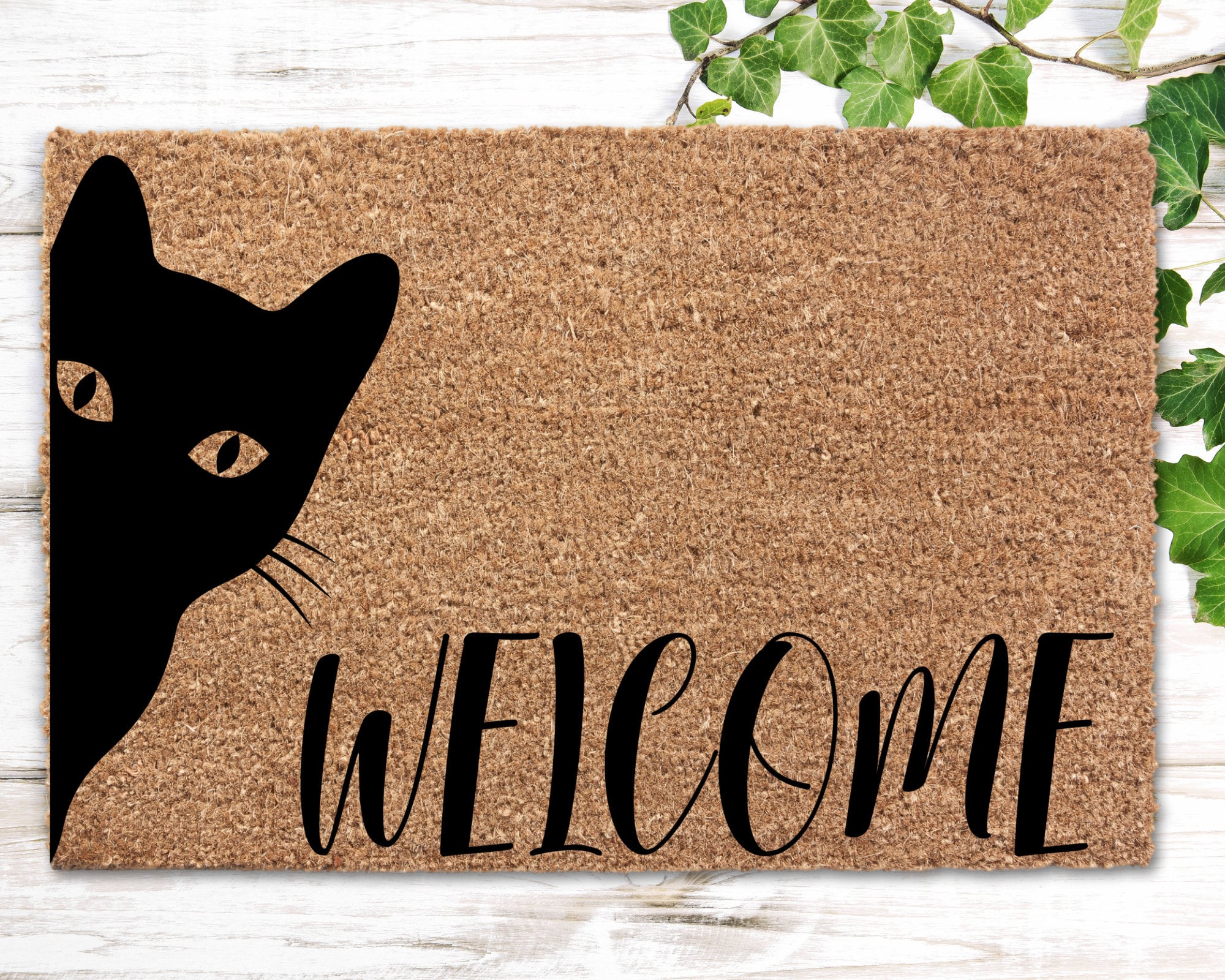 Welcome Cat Doormat | Coir Fiber Porch Decor - Etsy