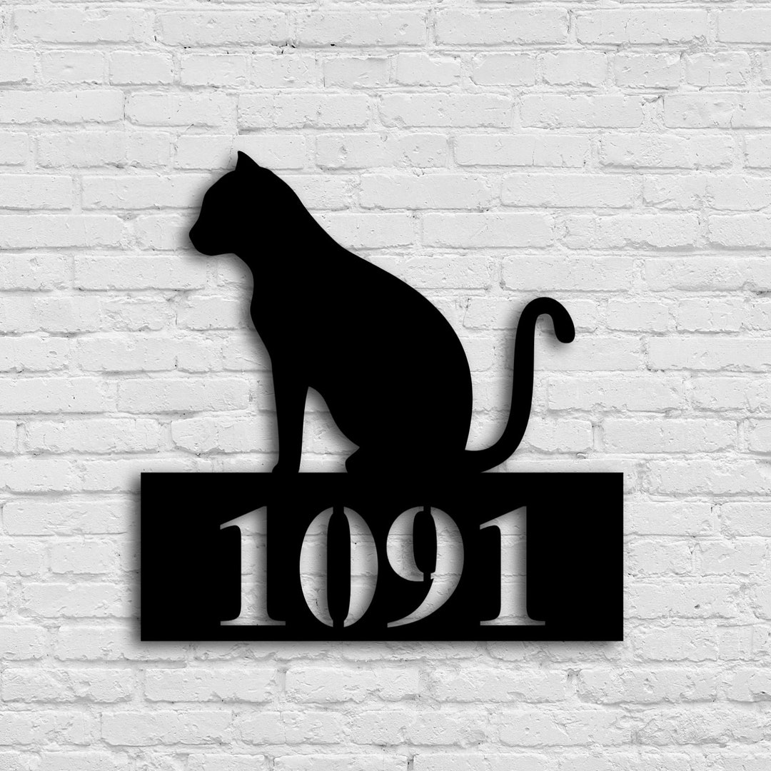 Custom Metal Address Sign, Cat Gift, Housewarming Gift, Cat Sign, Alley ...