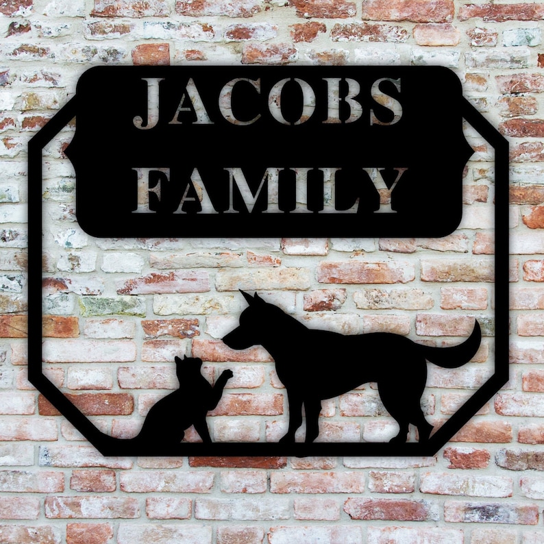Custom Metal Address Sign Cat and Dog Sign Housewarming - Etsy
