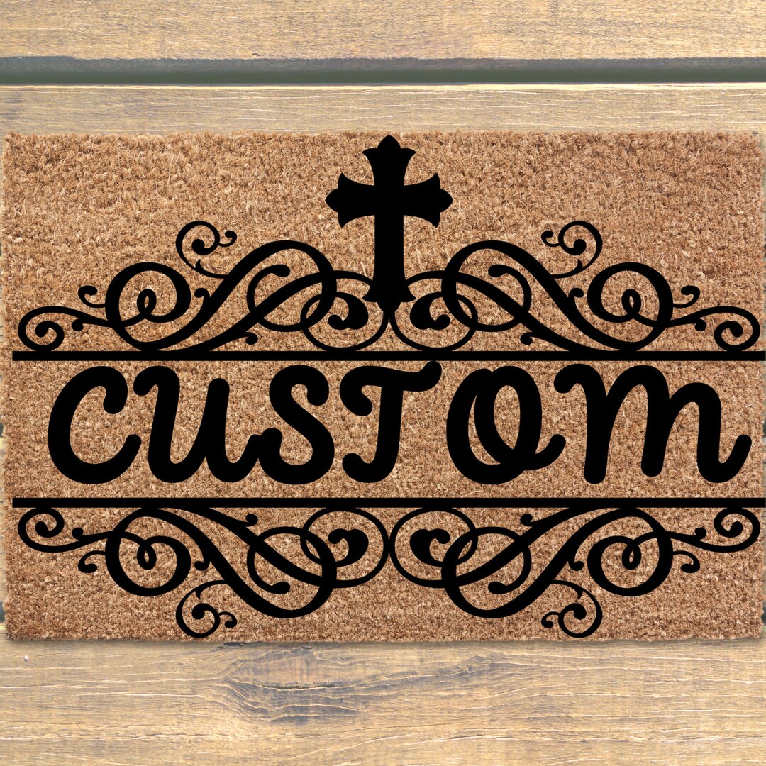 Custom Cross Door Mat|custom Door Mat|porch Mat|mat|cross Mat|name|gift ...
