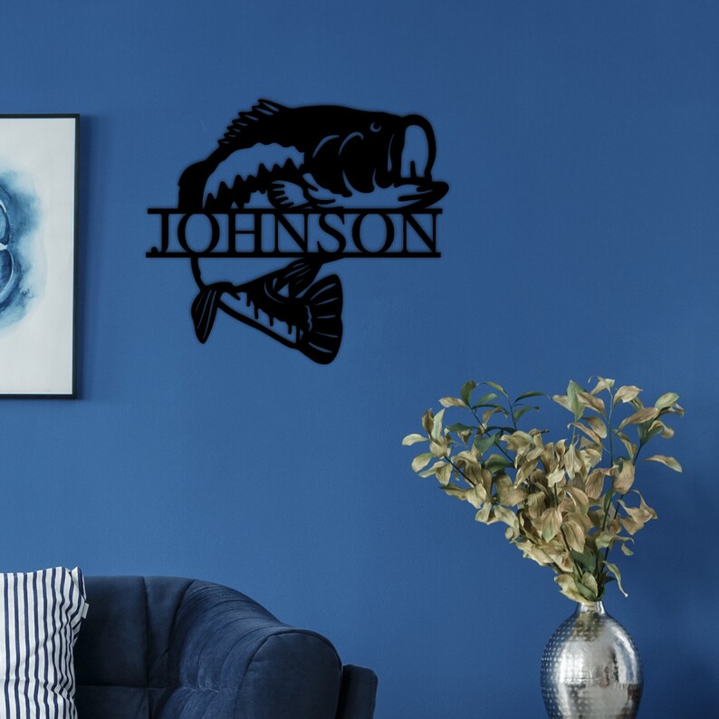 Custom Metal bass Sign fisherman giftHousewarming Gif | Etsy