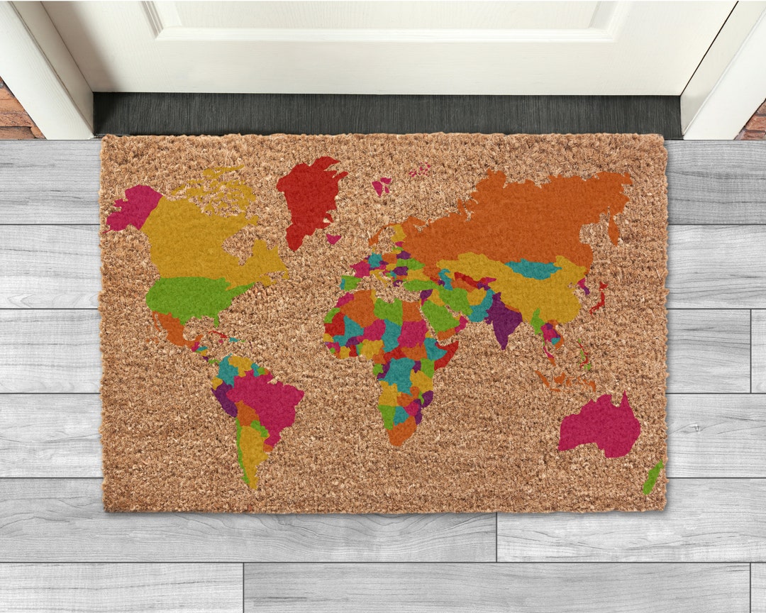 Earth Doormat|world Map Mat|door Mat|patio Mat|mat|color Mat|traveler ...