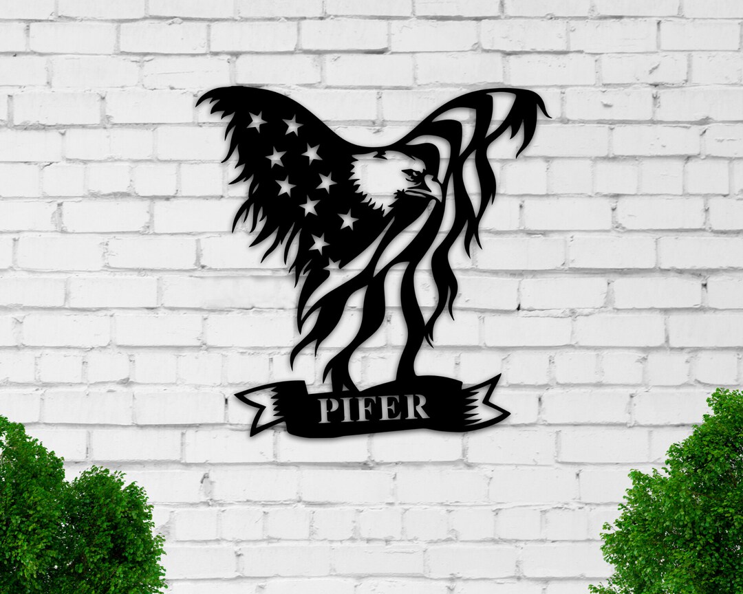 Custom Metal Eagle Sign, Eagle Sign, American Flag Sign, Custom Name ...