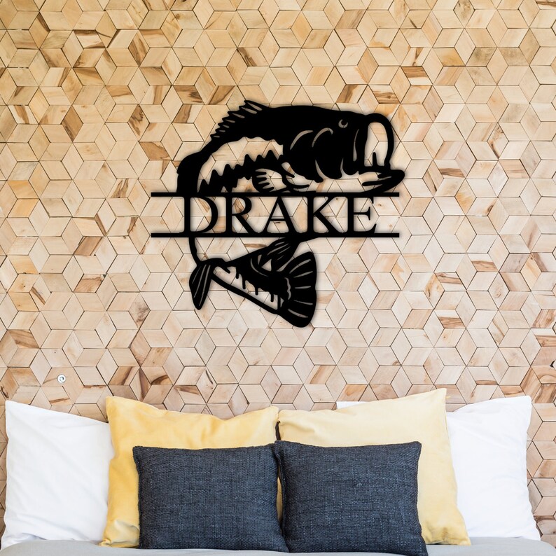 Custom Metal bass Sign fisherman giftHousewarming Gif | Etsy