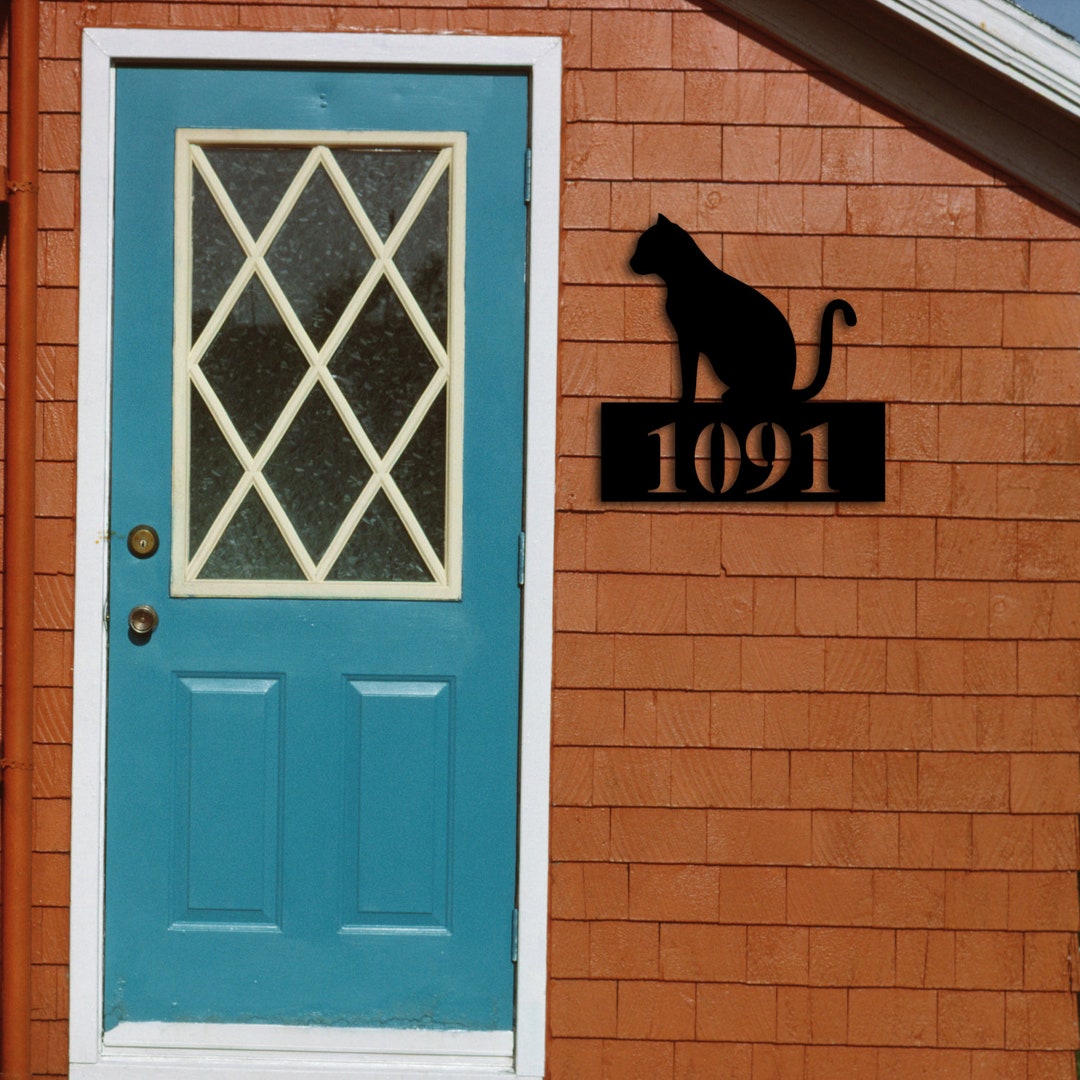 Custom Metal Address Sign, Cat Gift, Housewarming Gift, Cat Sign, Alley ...