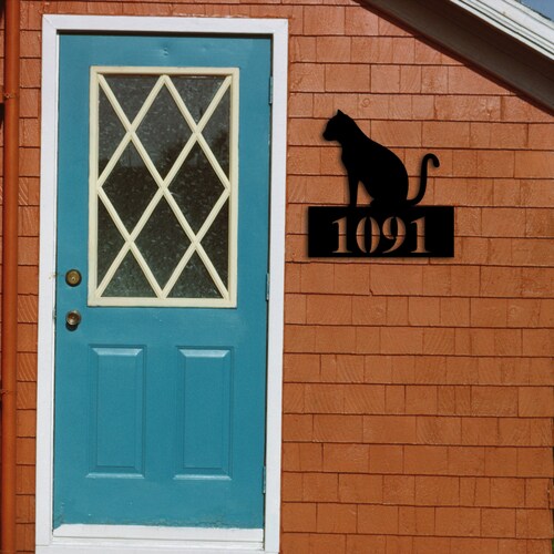 Cat House Number Metal Sign Address Sign Custom Sign - Etsy