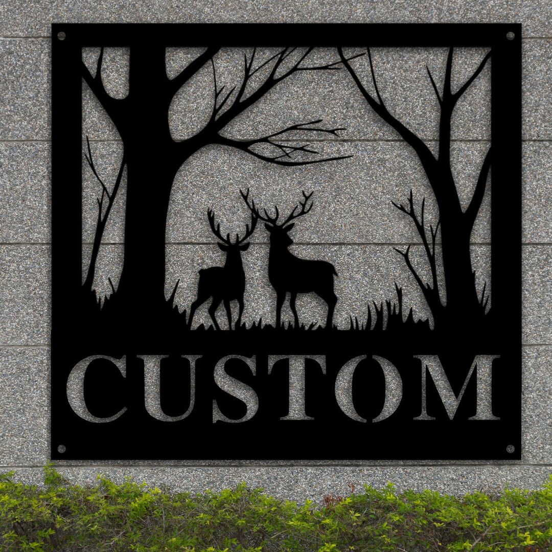 Deer Address Sign, Metal Deer Address Sign, Metal House Numbers, Metal ...