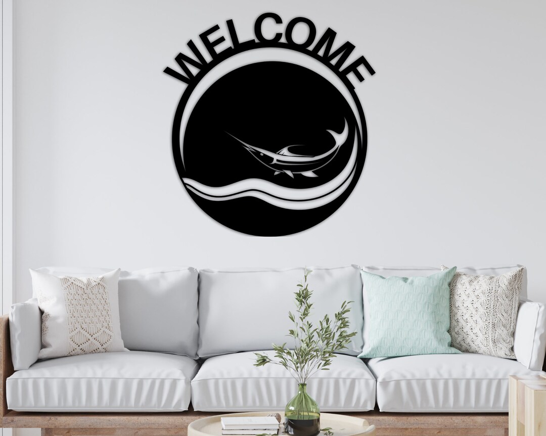 Custom Metal Marlin Sign, Marlin Sign, Fish Sign, Ocean Sign, Wall Sign ...