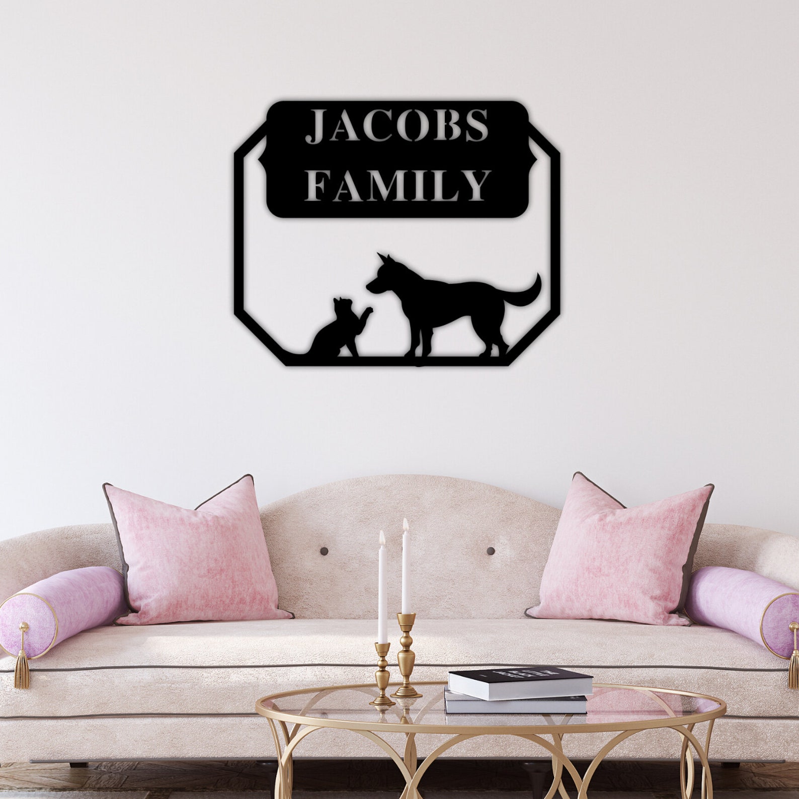 Custom Metal Address Sign Cat and Dog Sign Housewarming - Etsy