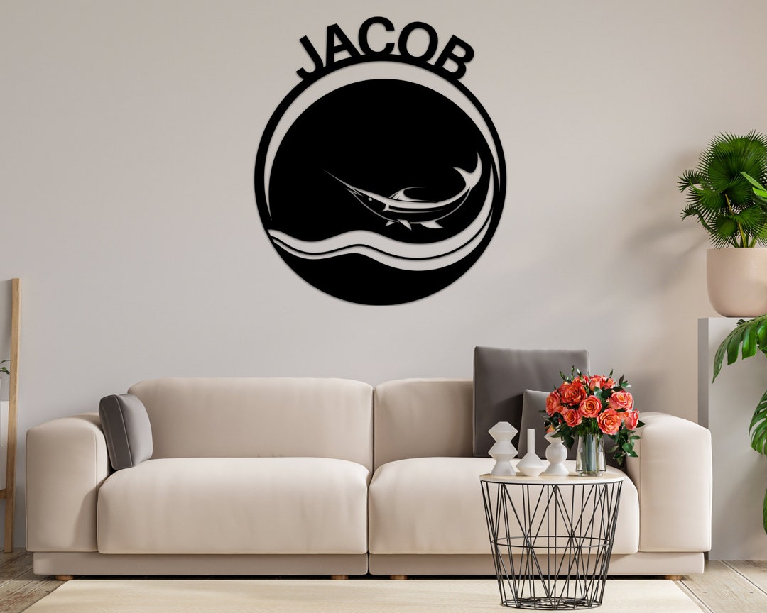 Personalize Metal Marlin Sign, Marlin Sign, Fish Sign, Ocean Sign, Wall ...