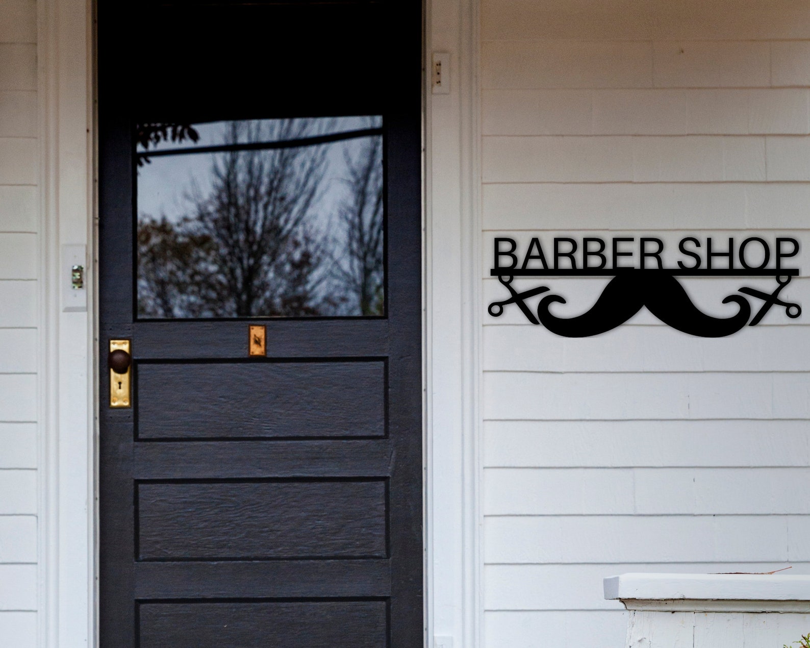 Custom Barber Shop Metal Sign: Mustache Decor, Personalized Wall Art - Etsy