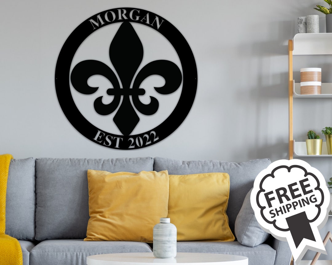 Personalized Metal Fleur-de-lis Sign | Custom Home Decor - Etsy