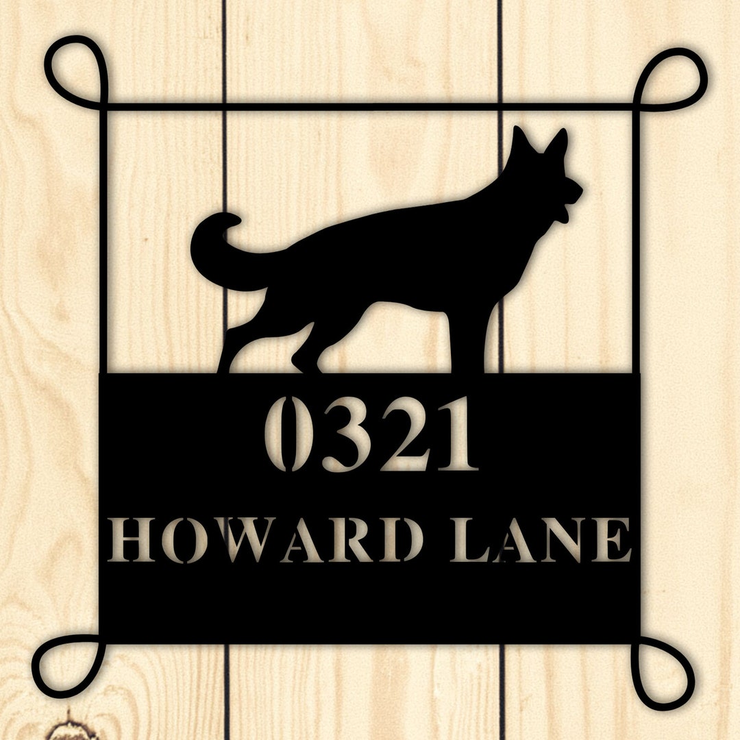 Custom Metal Sign, Address Sign, Custom Dog Sign, Dog, House Number ...