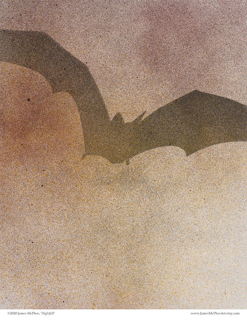 Flying Bat at Dusk Spray Paint Art Print - Etsy