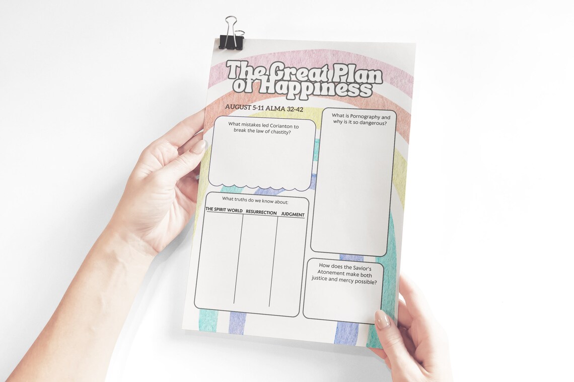 August 5-11: Alma 39-42 “the Great Plan of Happiness” Printable Lesson ...