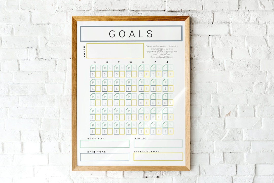 Four Goals Printable Calendar. Spiritual, Physical, Intellectual ...