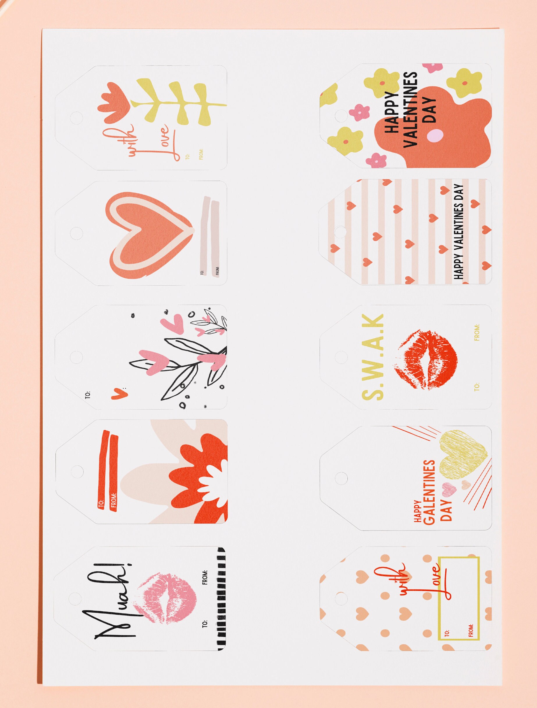Valentines Day Gift Tag Printable. Print Gift Tags. Valentines Day ...