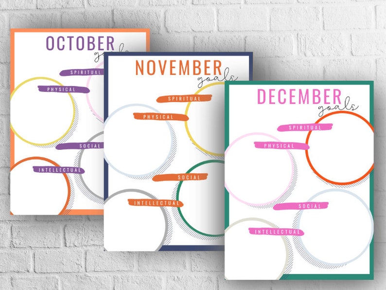 Monthly Goal Printables. Goal Prints. Spiritual, Physical, Intellectual ...