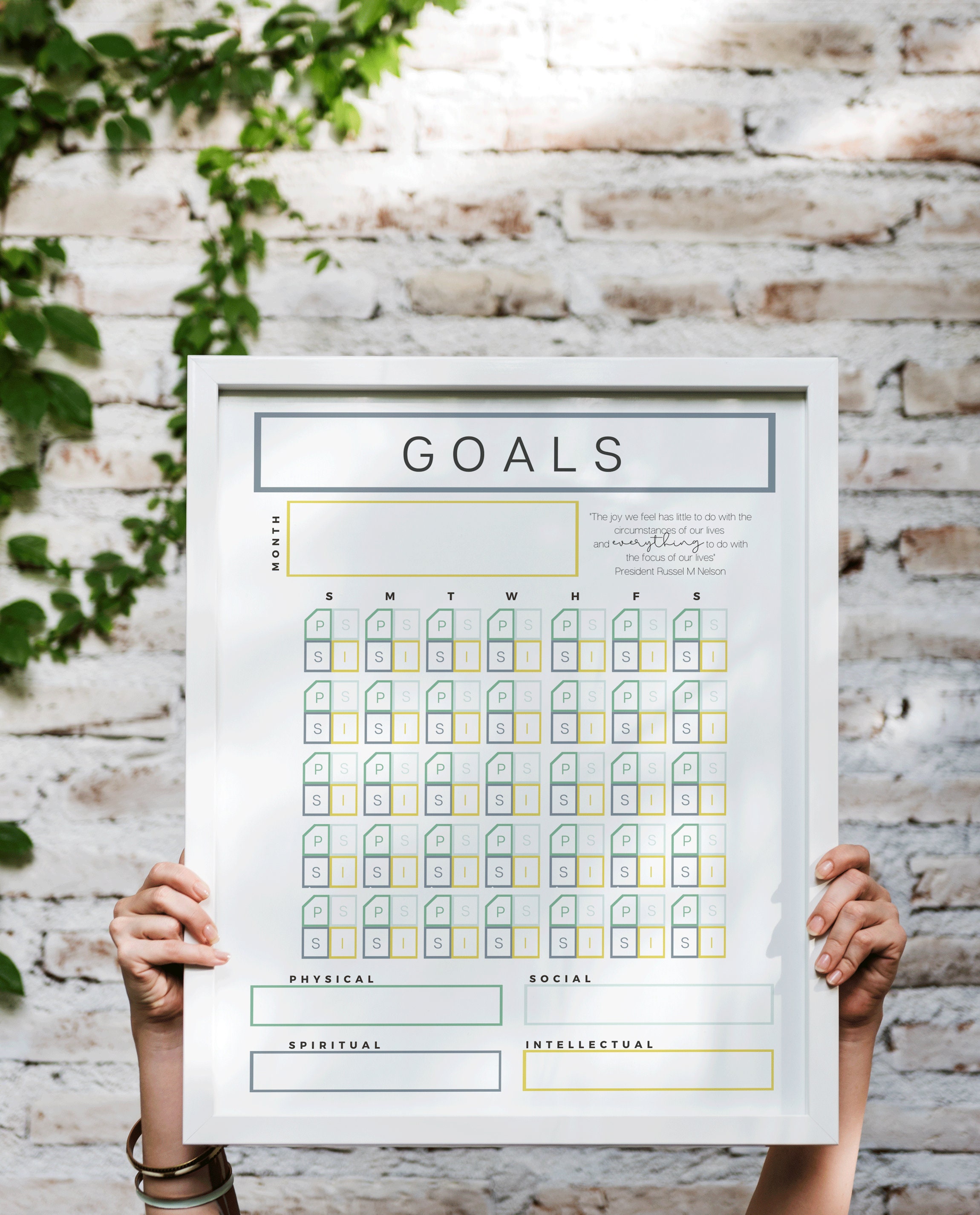 Four Goals Printable Calendar. Spiritual, Physical, Intellectual ...