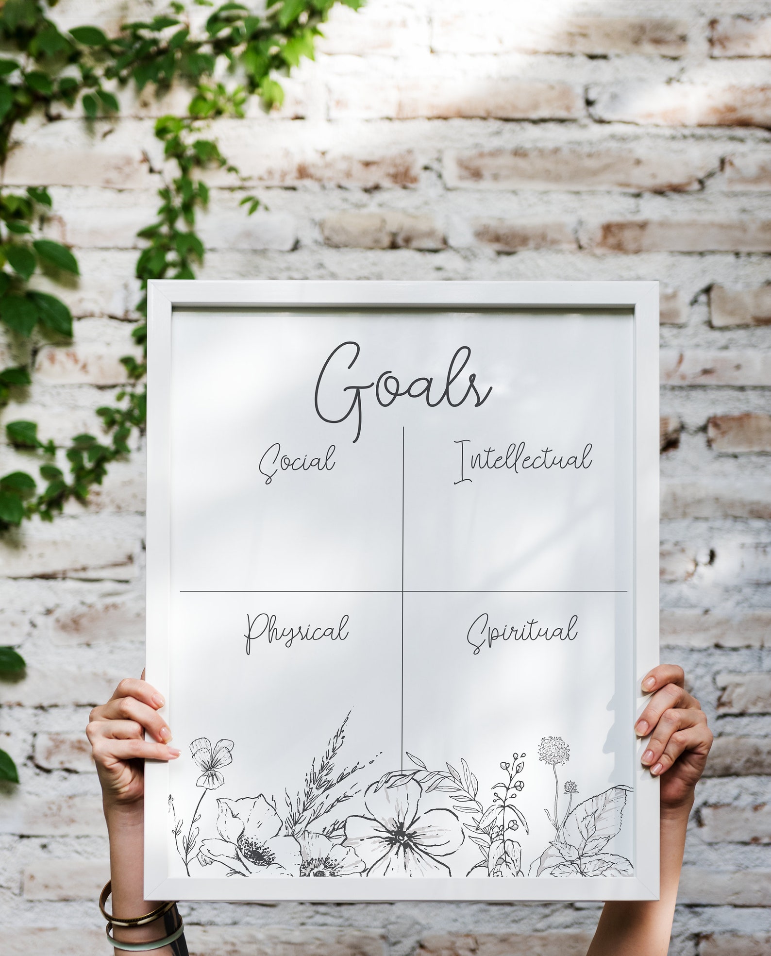 Four Goals Printable - B&W Floral COLORING Page. Goal Prints. Spiritual ...